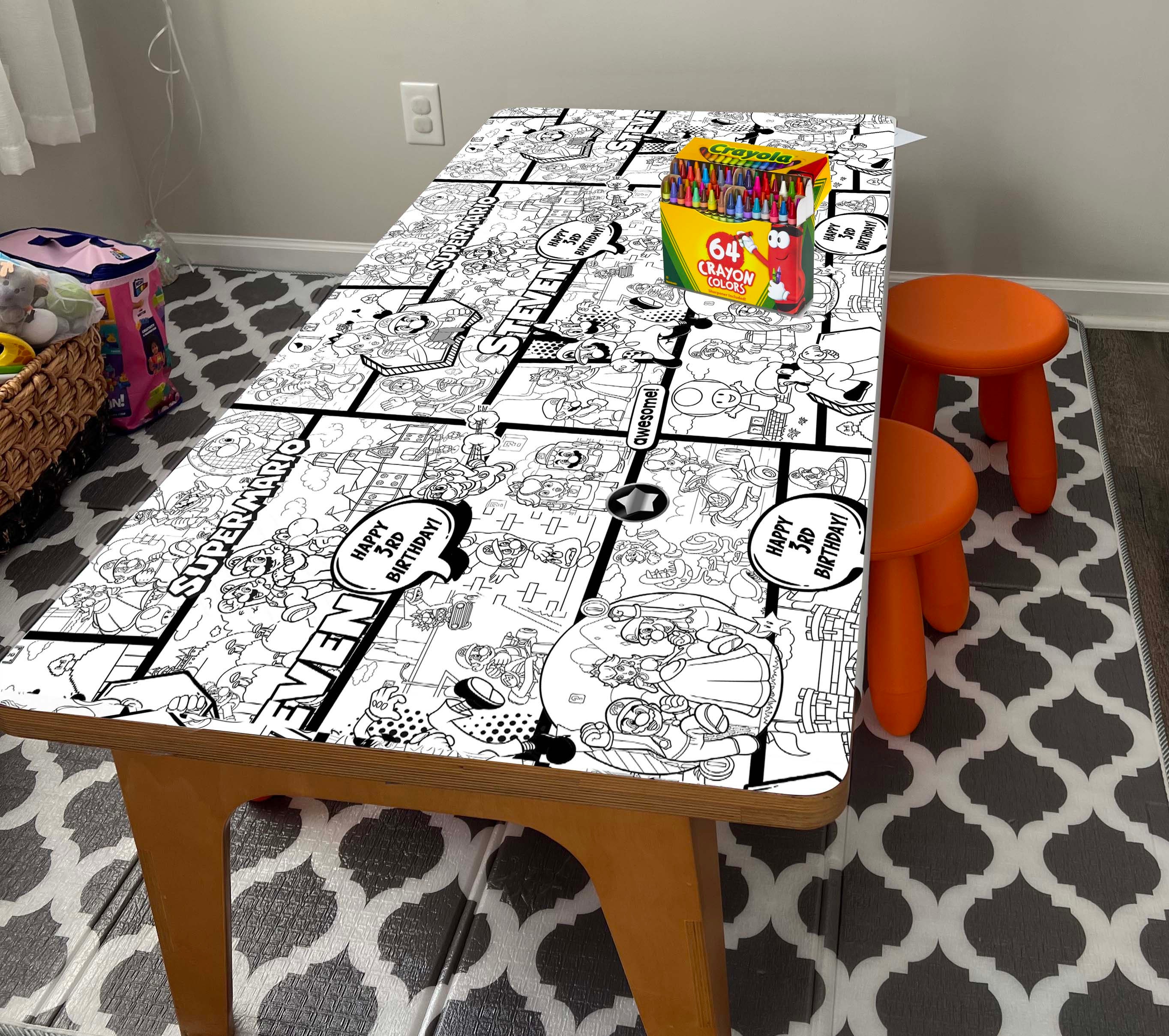 6x3 Ft Super Mario Coroling Table Cloth, Large Coloring Sheet, Super ...