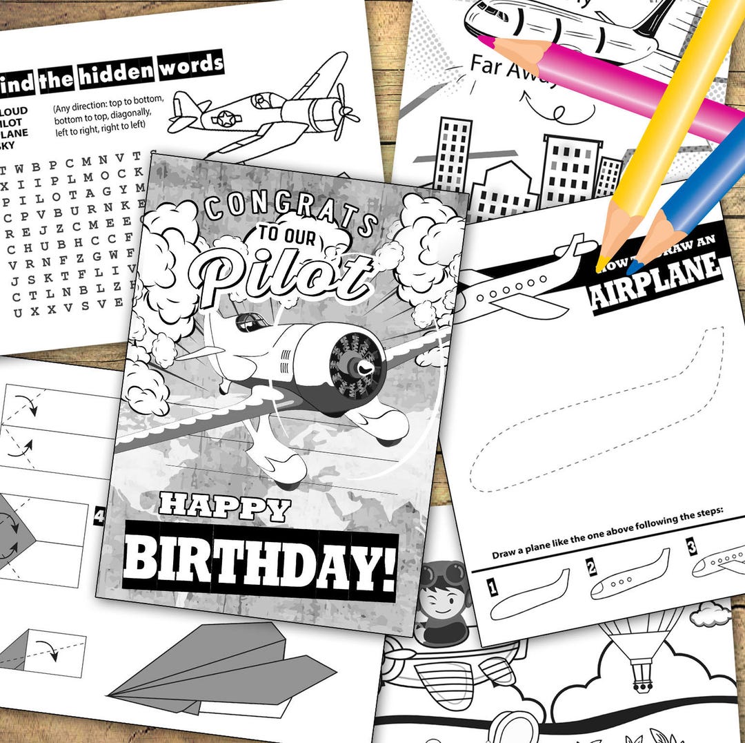 INSTANT DOWNLOAD, Airplane Coloring Pages, 6 Sheets, Airplane Birthday ...