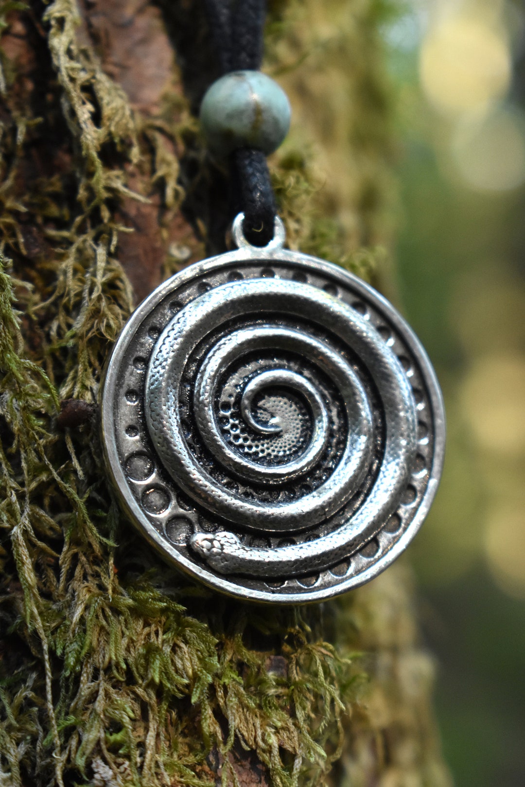 Sterling Silver Serpent Spiral Pendant - Necklace - Etsy