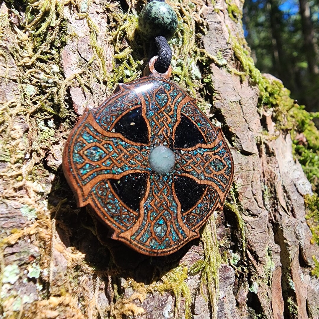 Druid Cross With Green Aventurine - Black Tourmaline - Phoenix ...