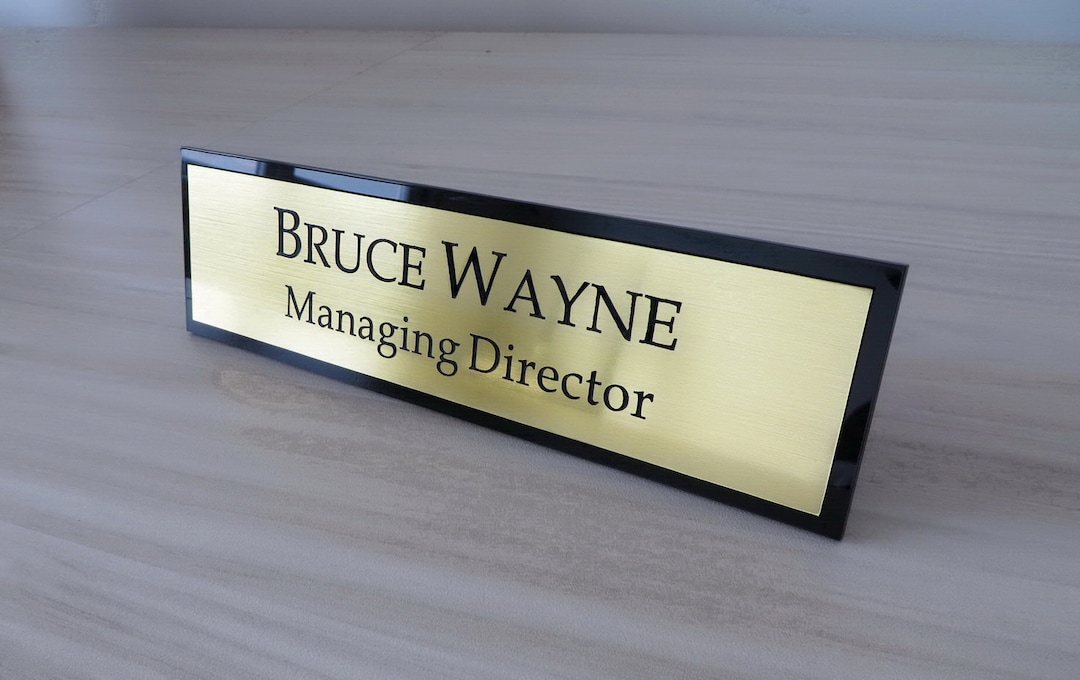 Executive Personalised Desk Name Plate, Custom Engraved Desk Sign ...