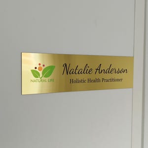 Personalised Wall Name Plate With Logo and QR Code, Custom Engraved ...