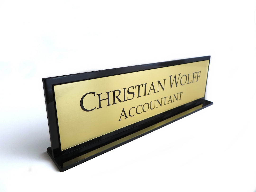 Double Sided Desk Name Plate, Executive, Personalised, Custom Engraved ...