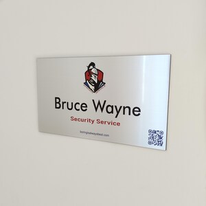 Personalised Wall Name Plate With Logo and QR Code, Custom Engraved ...
