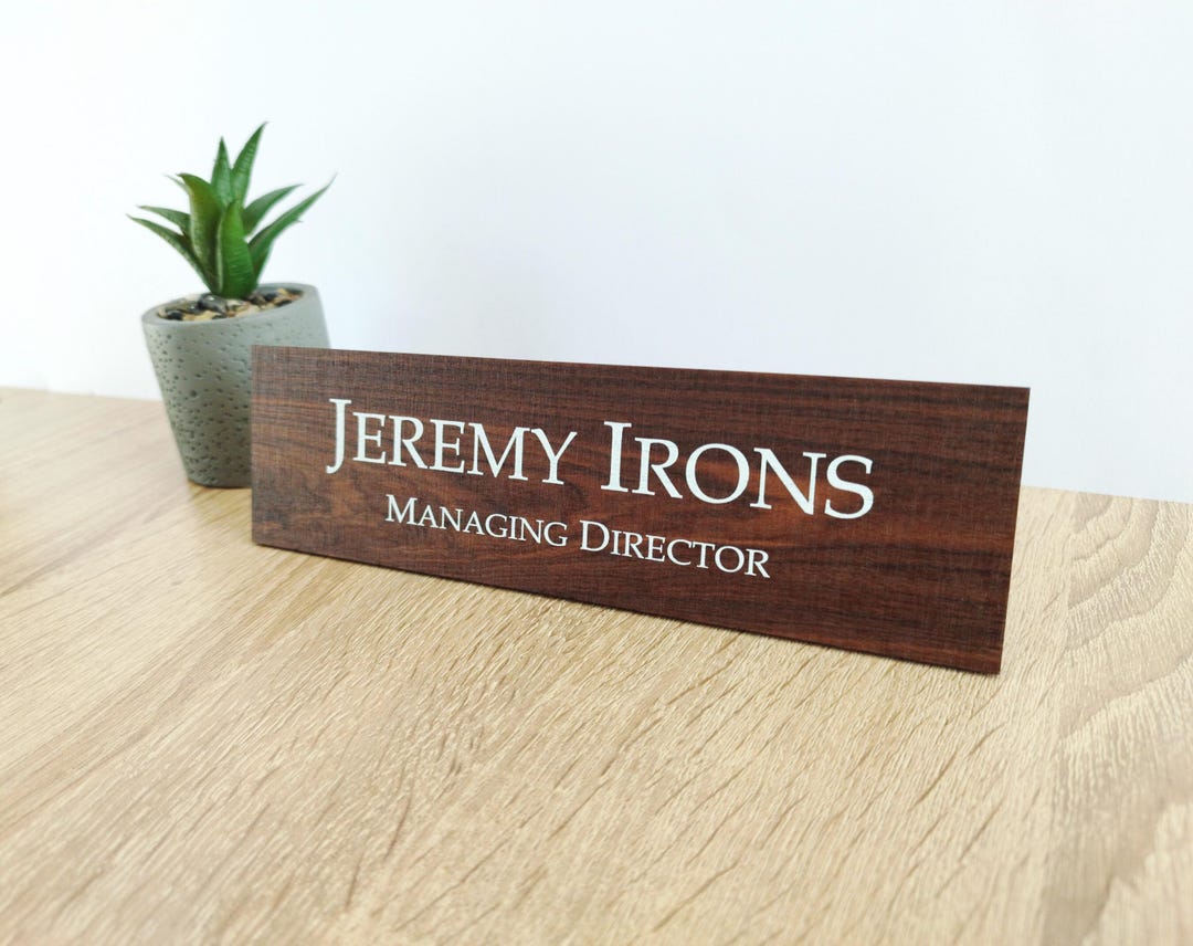 Personalised Rustic Desk Name Plate, Custom Desk Sign, Office Plaque ...
