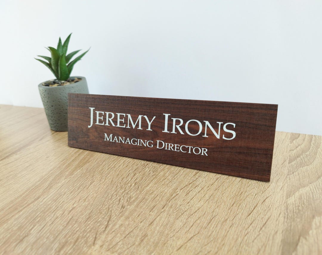 Personalised Wooden Desk Plate, Custom Desk Sign, Executive Name Plate ...