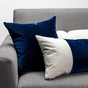 Classic Blue Pillow/ Contemporary Modern Blue Italian Velvet Lumbar ...