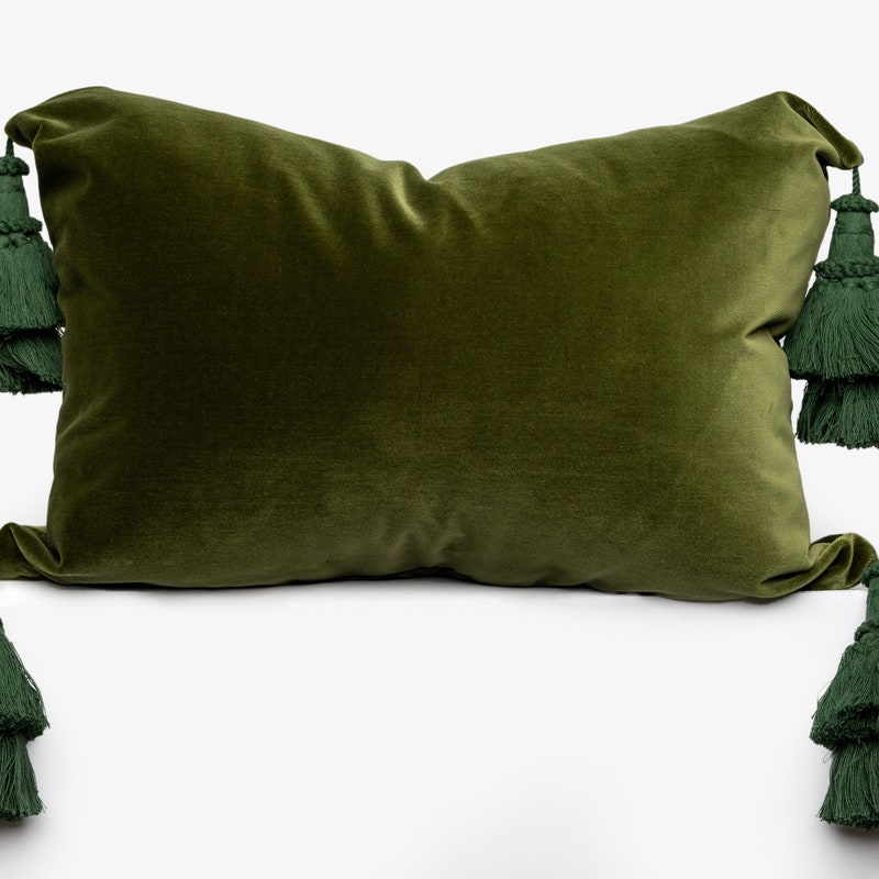 Tassel Throw Pillow Green - Etsy