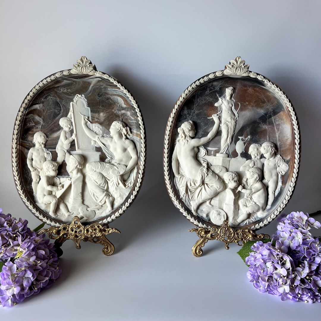 Vintage Incolay Wall Plaques Goddess Artists 17” - Etsy