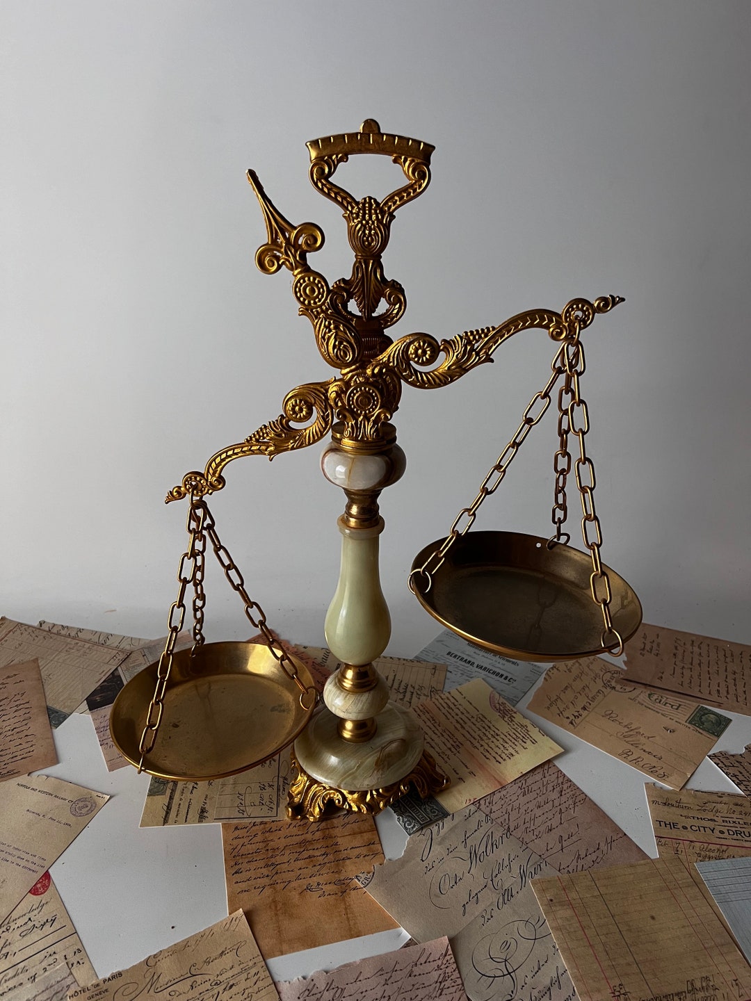 Vintage Onyx and Gold Gilt Scales of Justice Made in Italy - Etsy