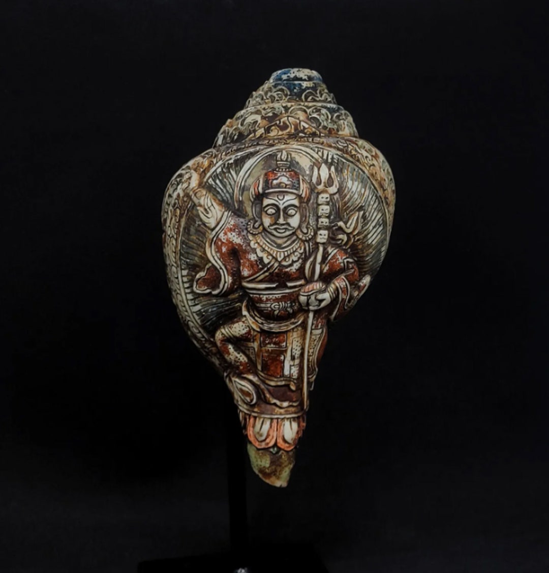 Vintage Buddhist Monk Guru Rinpoche Trumpet Ritual Conch Shell ...