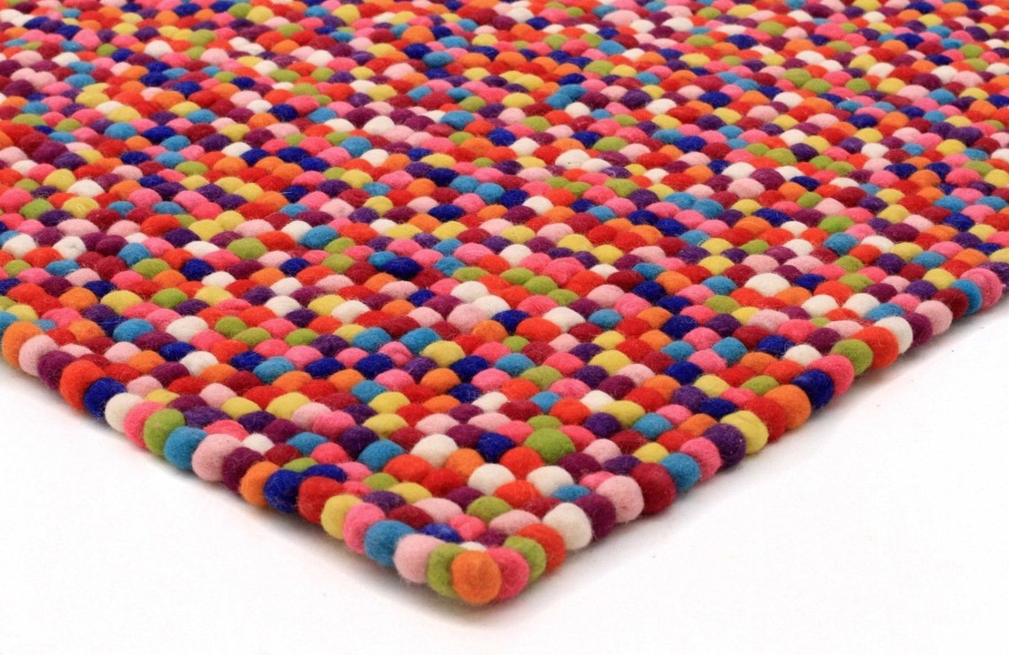 Bright Color Nursery Rectangle Rug Handmade Multi-colored Felt - Etsy