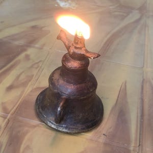Antique Rare Himalayan Kerosene Oil Lamp Tuki From Nepal Dafe Bird on ...