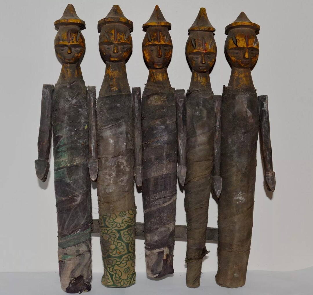 Height 31 Cm / Width 5 Cm of Each Puppet, Table / Wall Display Antique ...