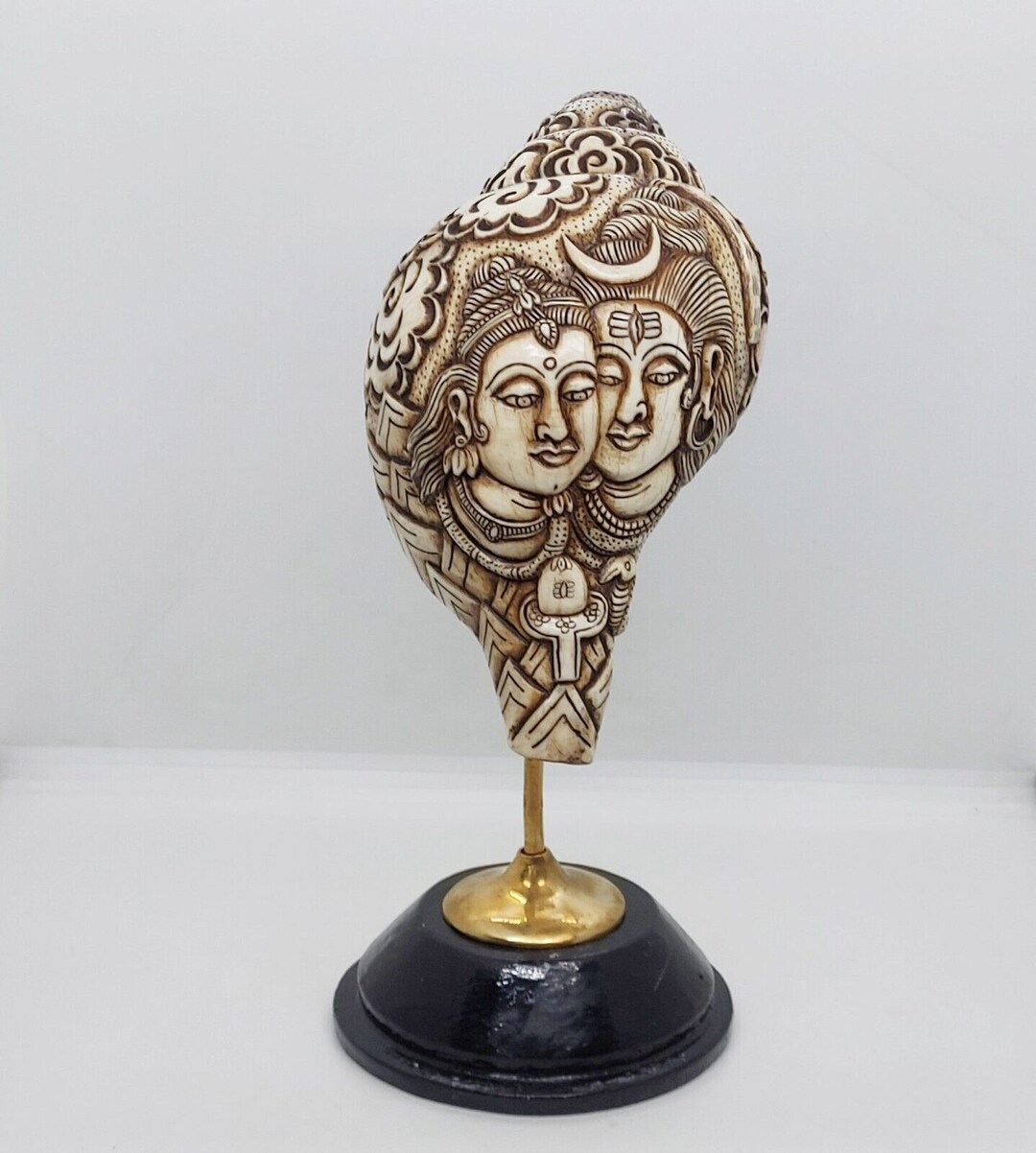 Hand Carved Master Piece Lord Shiva Shankh , Goddess Parvati Conch ...