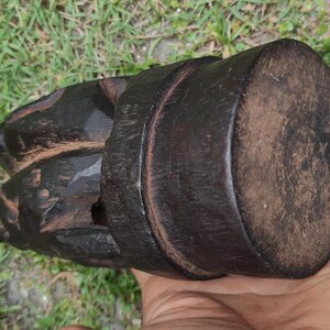 Antique Primitive Figure Large Wooden Butter Pot Theki Lid From Nepal ...