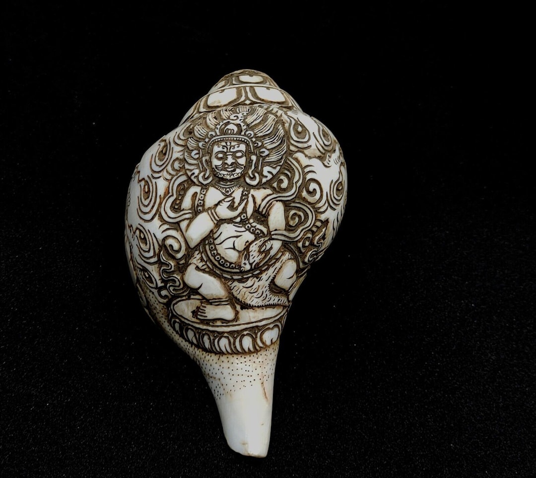 Hand Carved Zambala / Kuber Conch Shell Trumpet for Blow Purpose ...