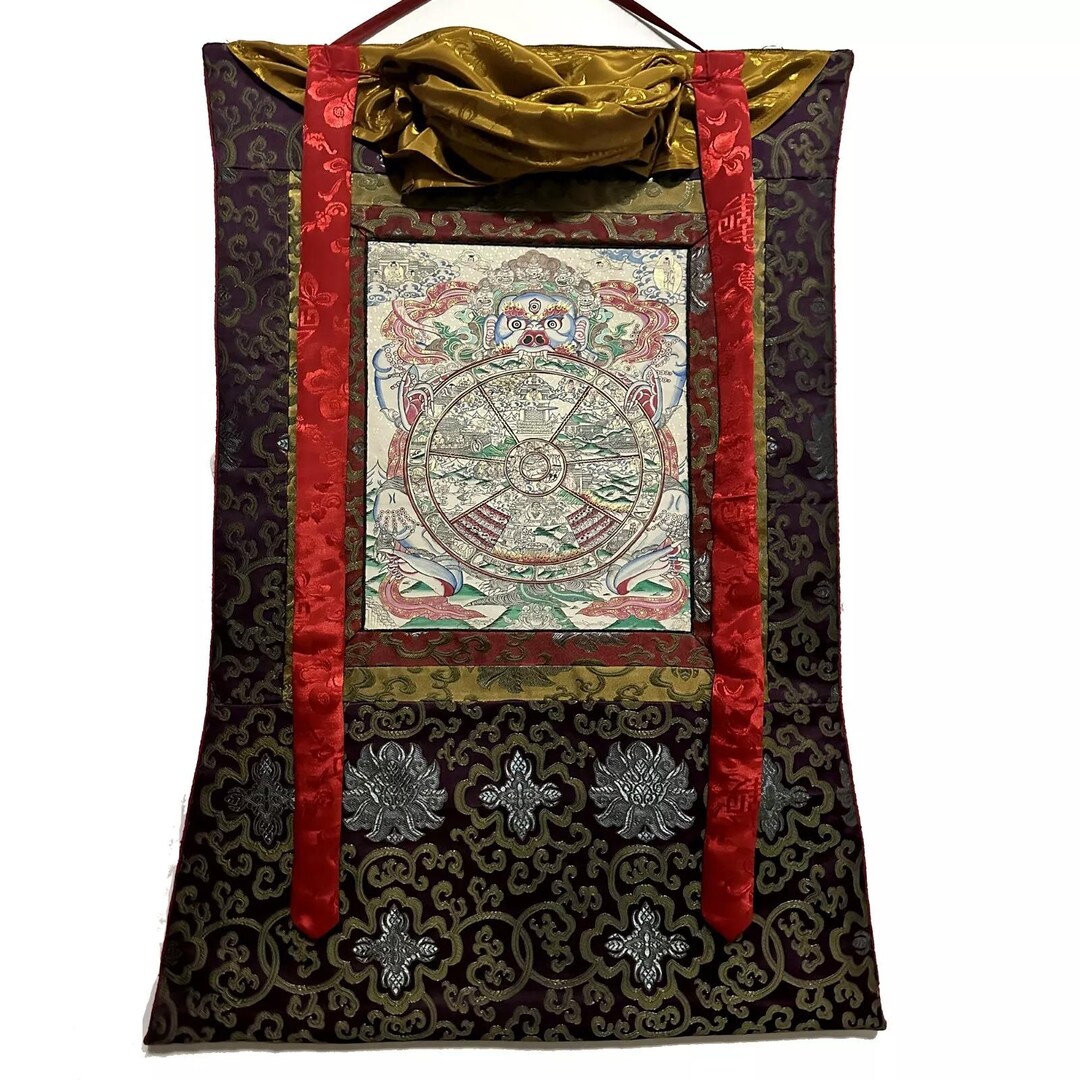 Size 83 X 54 Cm Tibetan Samsara Thangka Wheel of Life Thangka Wall ...