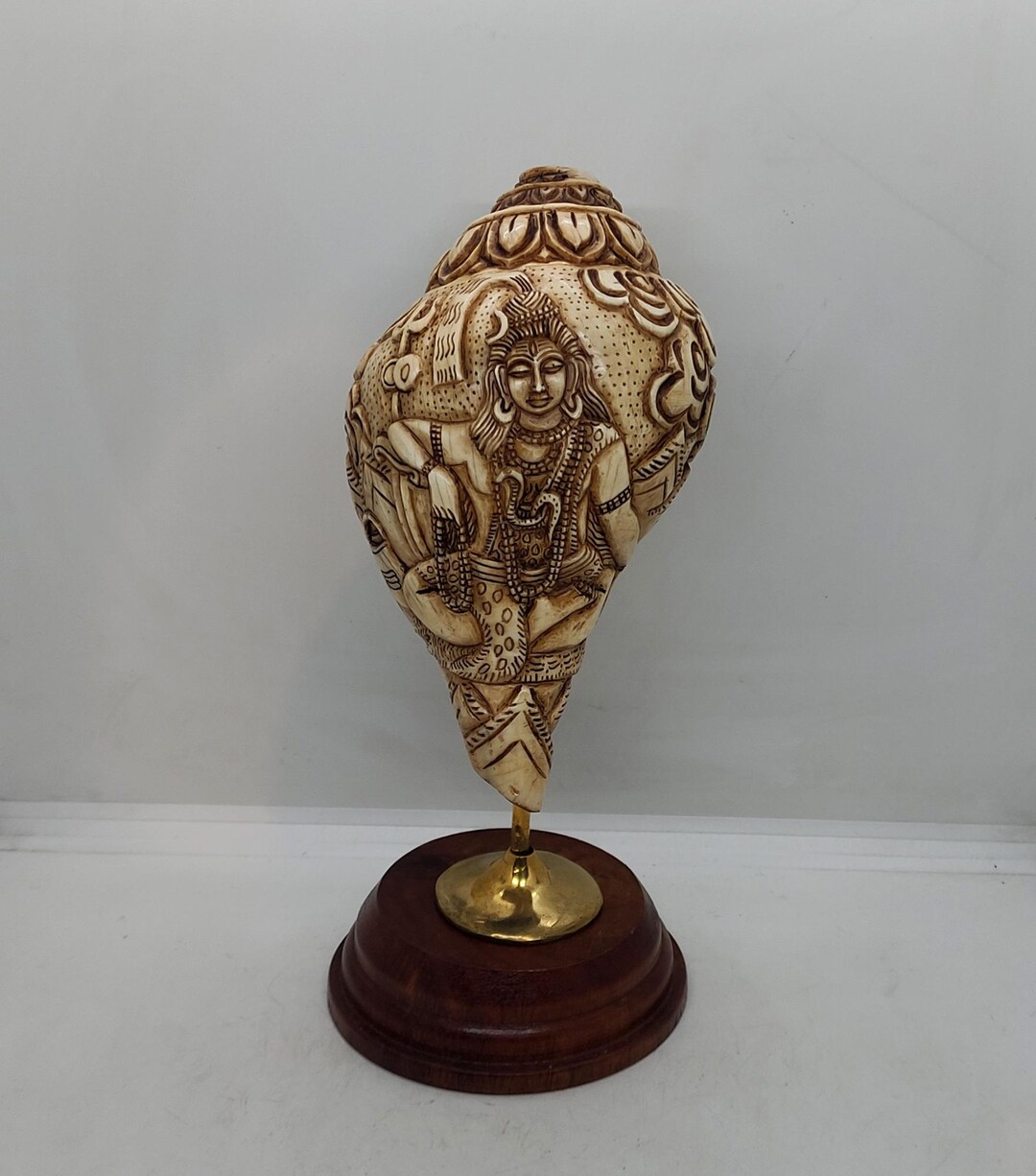 Master Piece Handcraft Shiva Shankh Ritual Conch Shell Hindu Priest ...