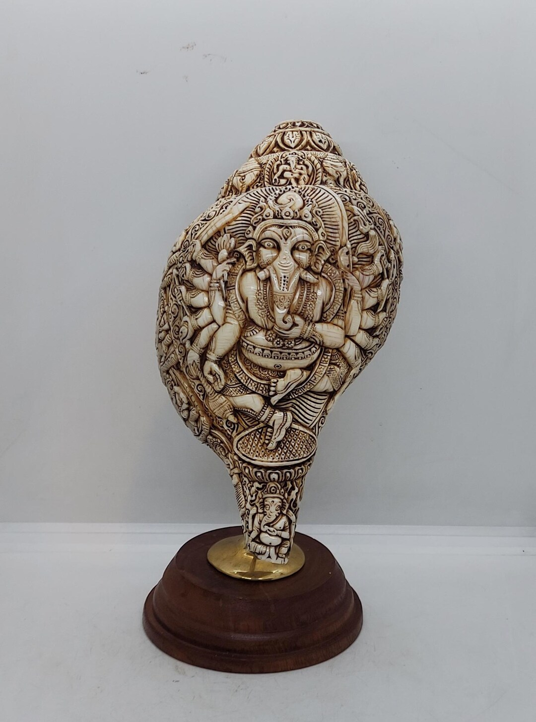 Large Hindu Priest Ritual Conch 21 Ganesha Conch Shell Ganesha Elephant ...
