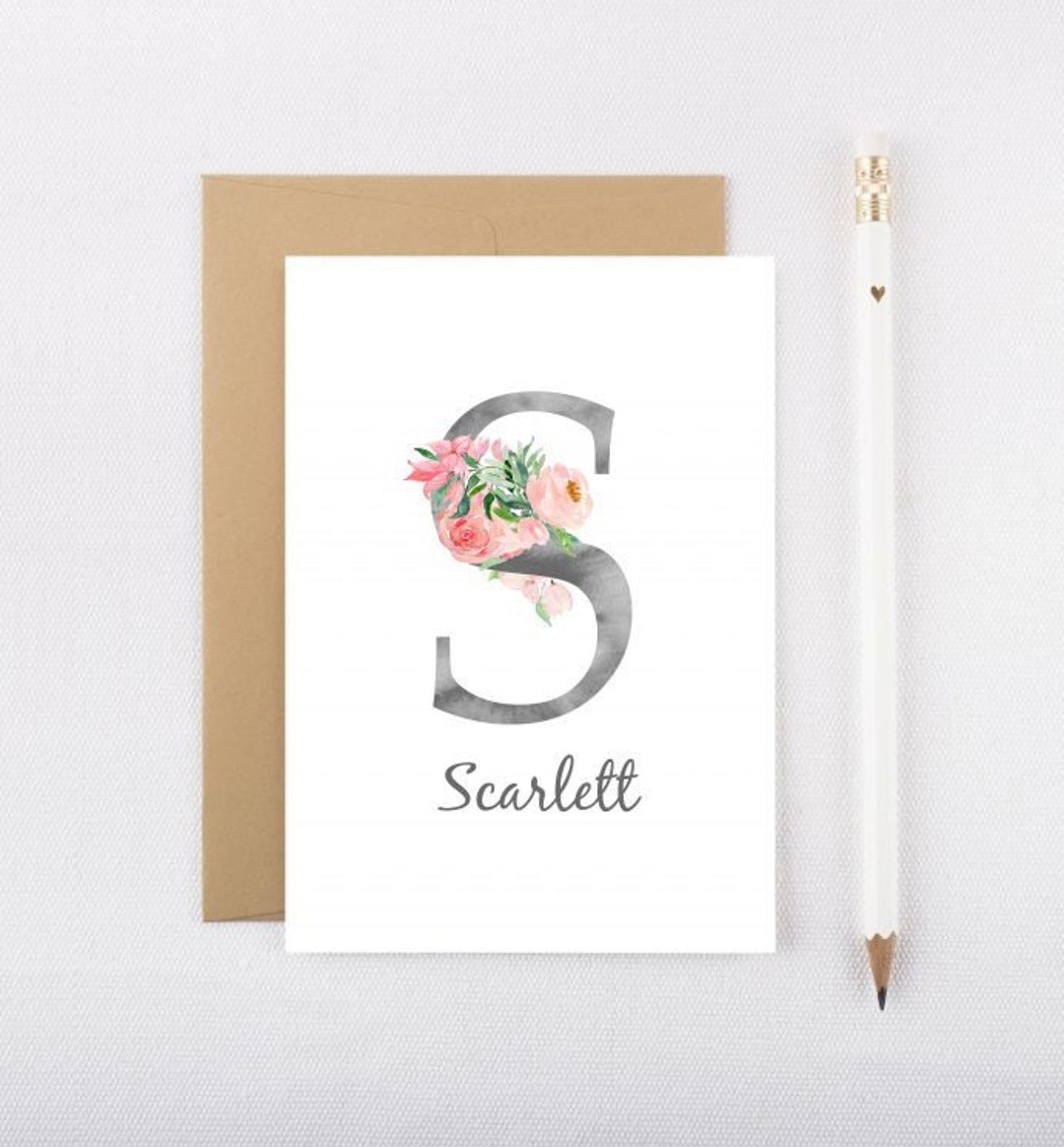 Personalised Floral Letter Card - Custom Initial Greeting Card for All ...