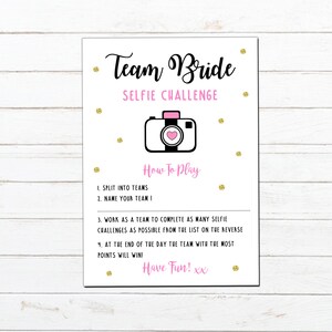 Hen Party Selfie Challenge Cards- Hen Party, Bride and Bridesmaid ...