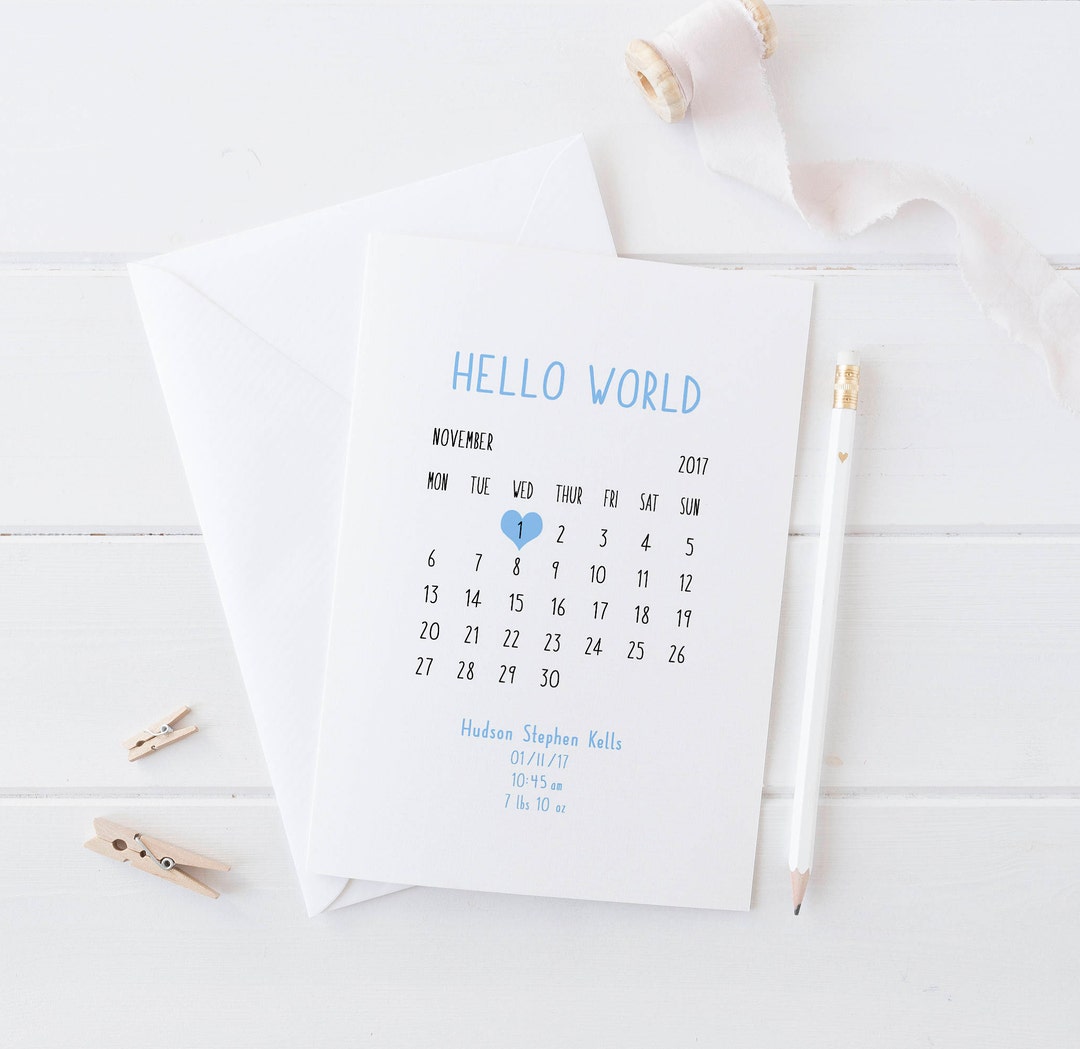 Welcome to the World Newborn Baby Card, Hello World Personalised New ...