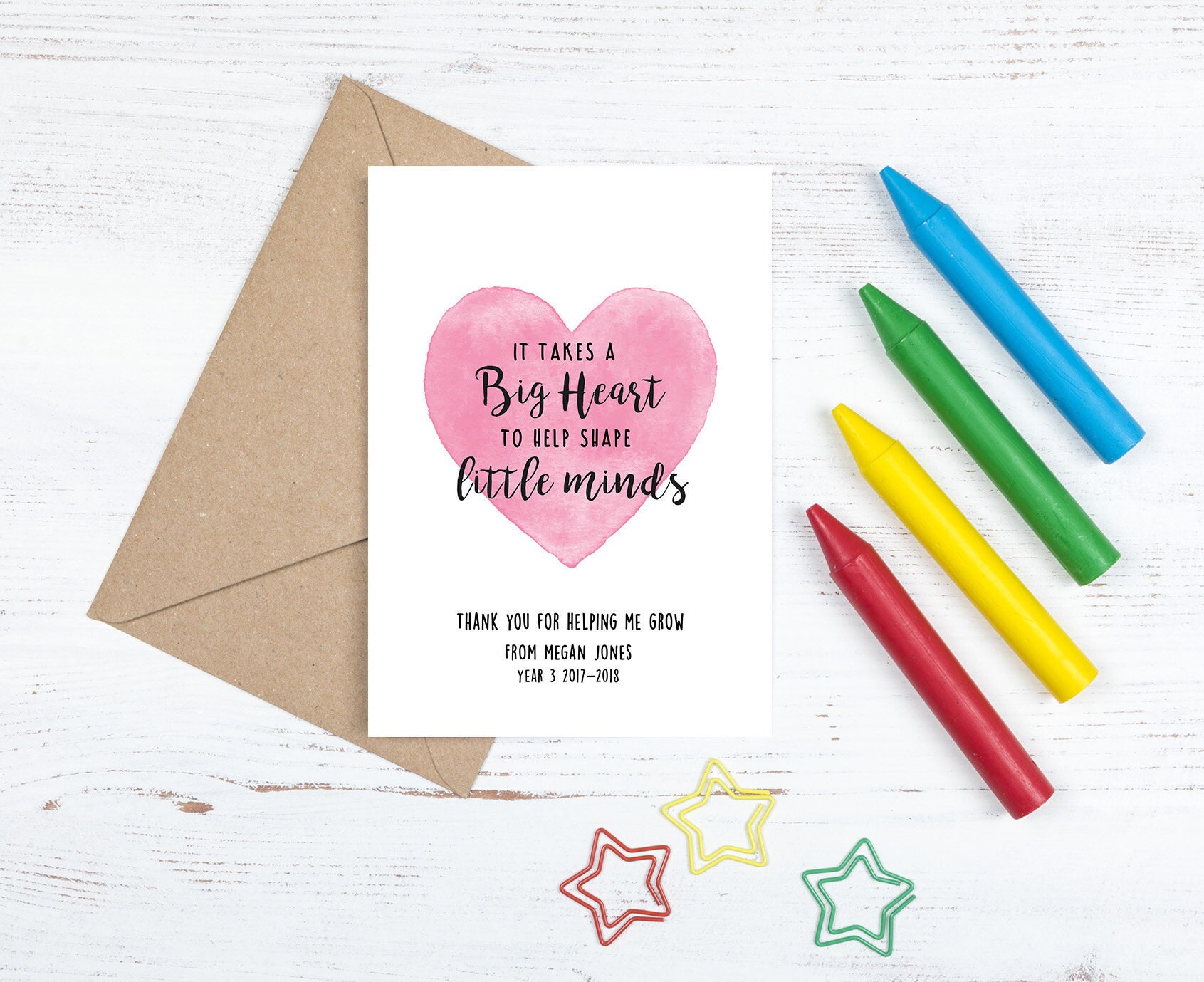 Personalised Teacher Card- It Takes Big Heart to Shape Little Minds ...