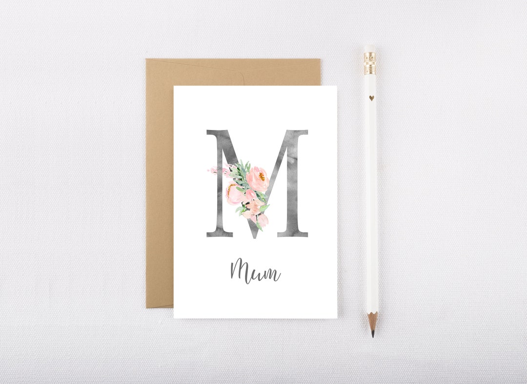 Personalised Floral Letter Card - Etsy