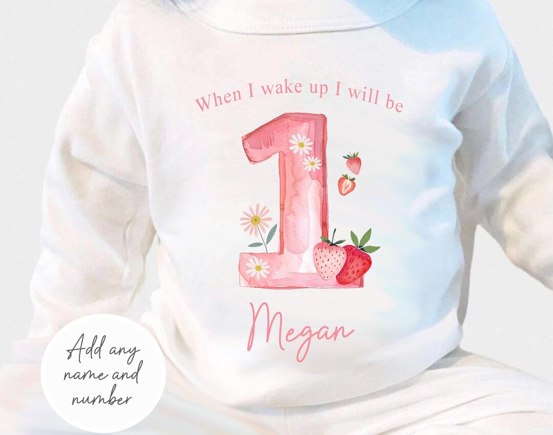 When I Wake up Personalised Pink Strawberry Birthday Pyjamas Girls ...