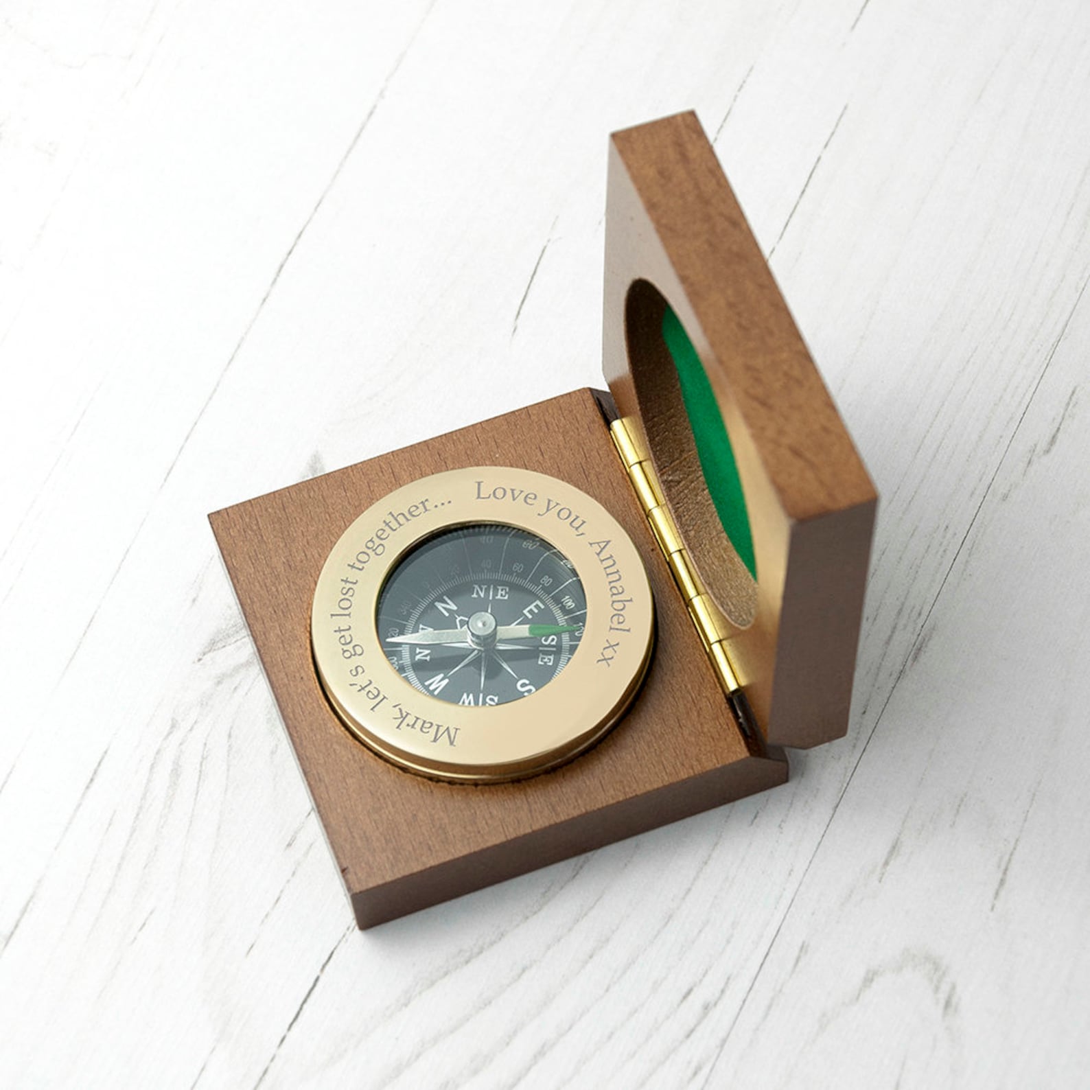 Personalised Compass With Wooden Box - Etsy UK