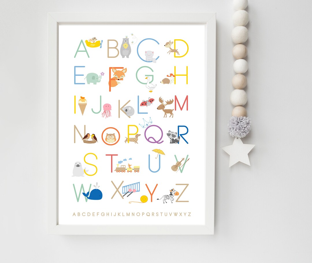 Animal ABC Poster - Personalised Alphabet Wall Art for Kids - Etsy