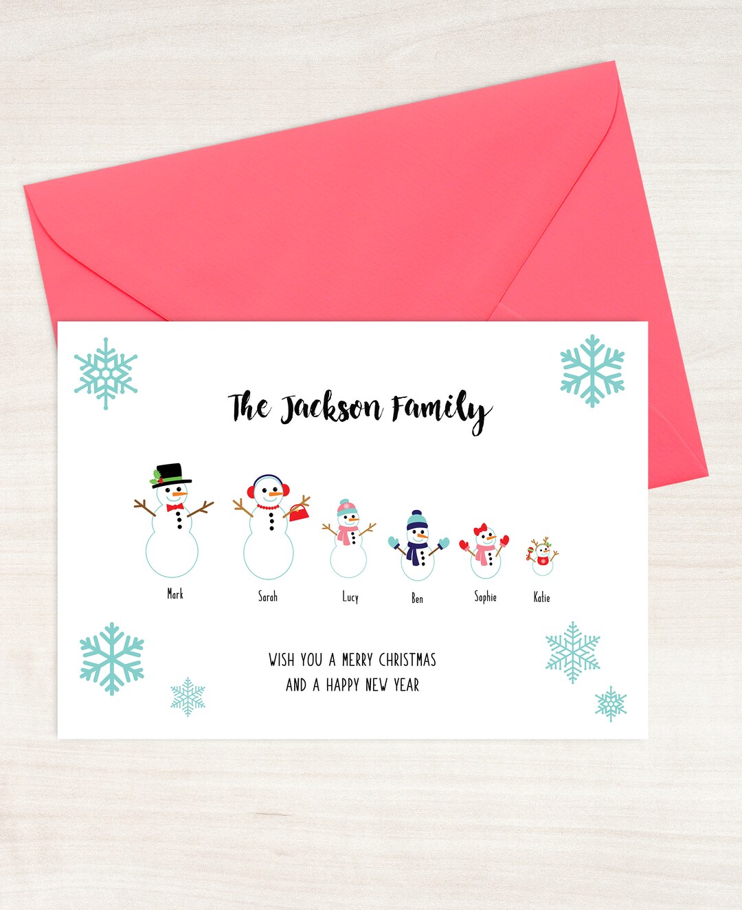 Personalised Snowman Family Christmas Card- Christmas Card, Family Card ...