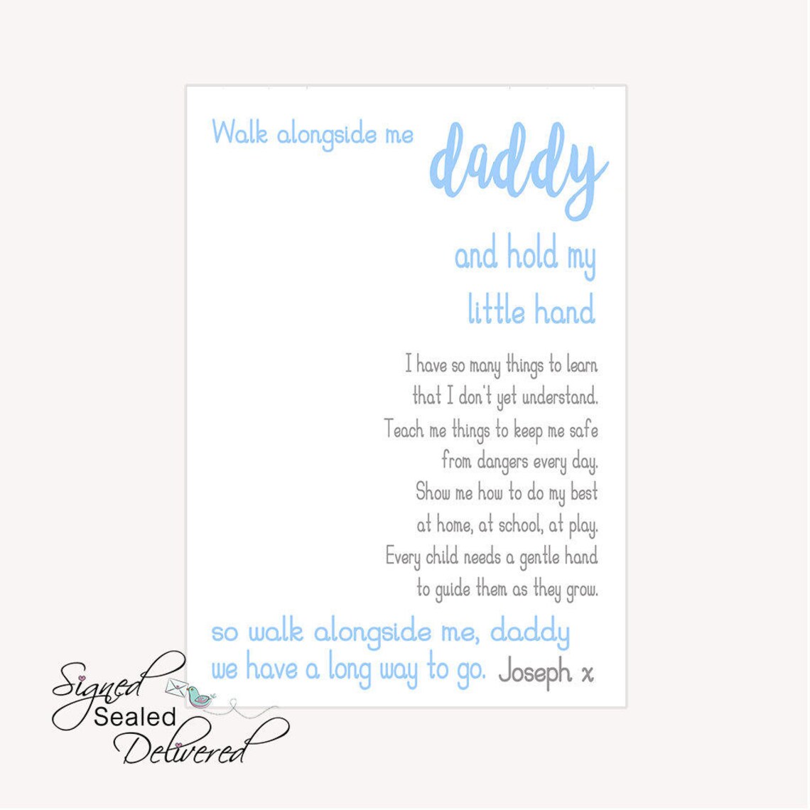 Personalised Father's Day Print Walk Alongside Me Daddy - Etsy