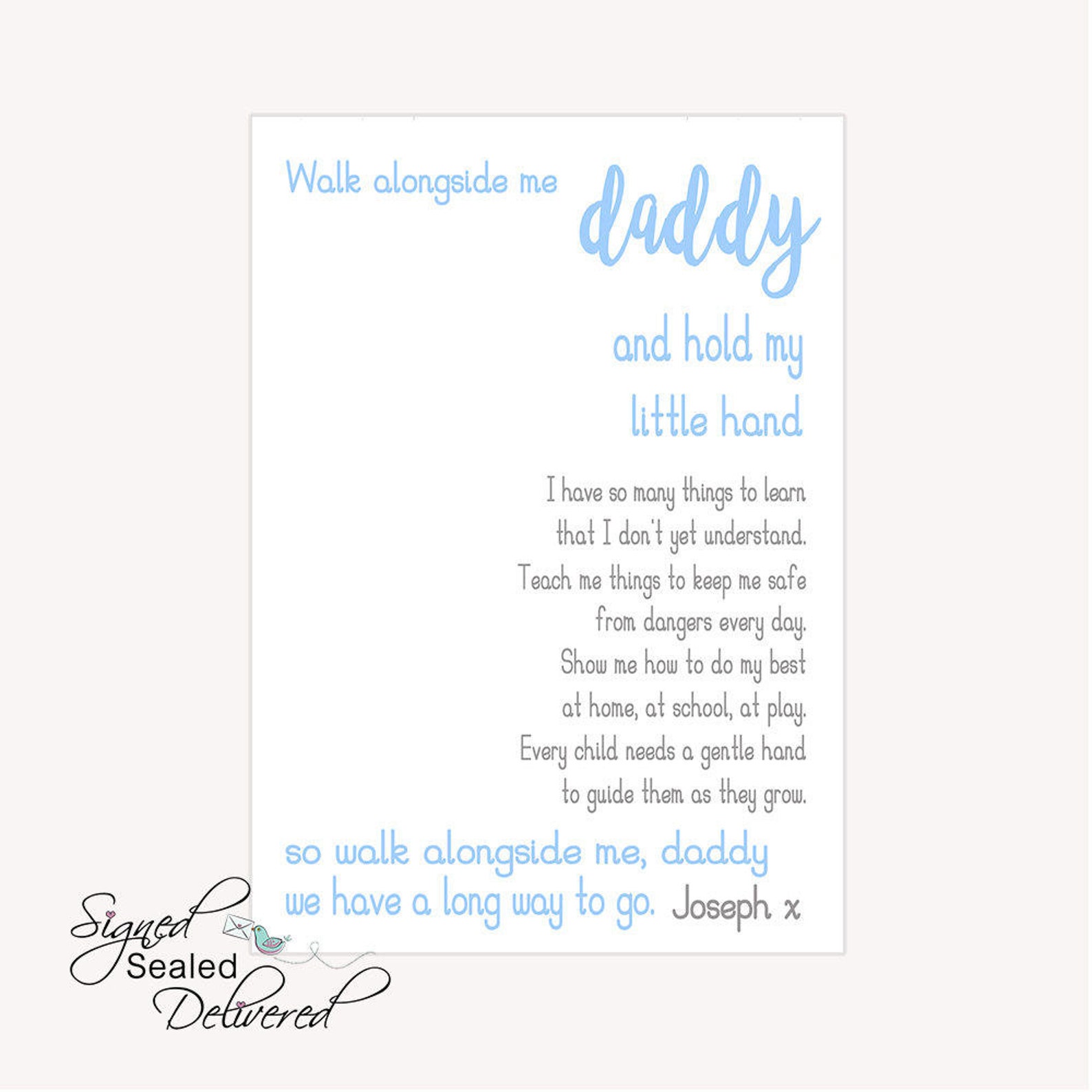 Personalised Father's Day Print Walk Alongside Me Daddy - Etsy
