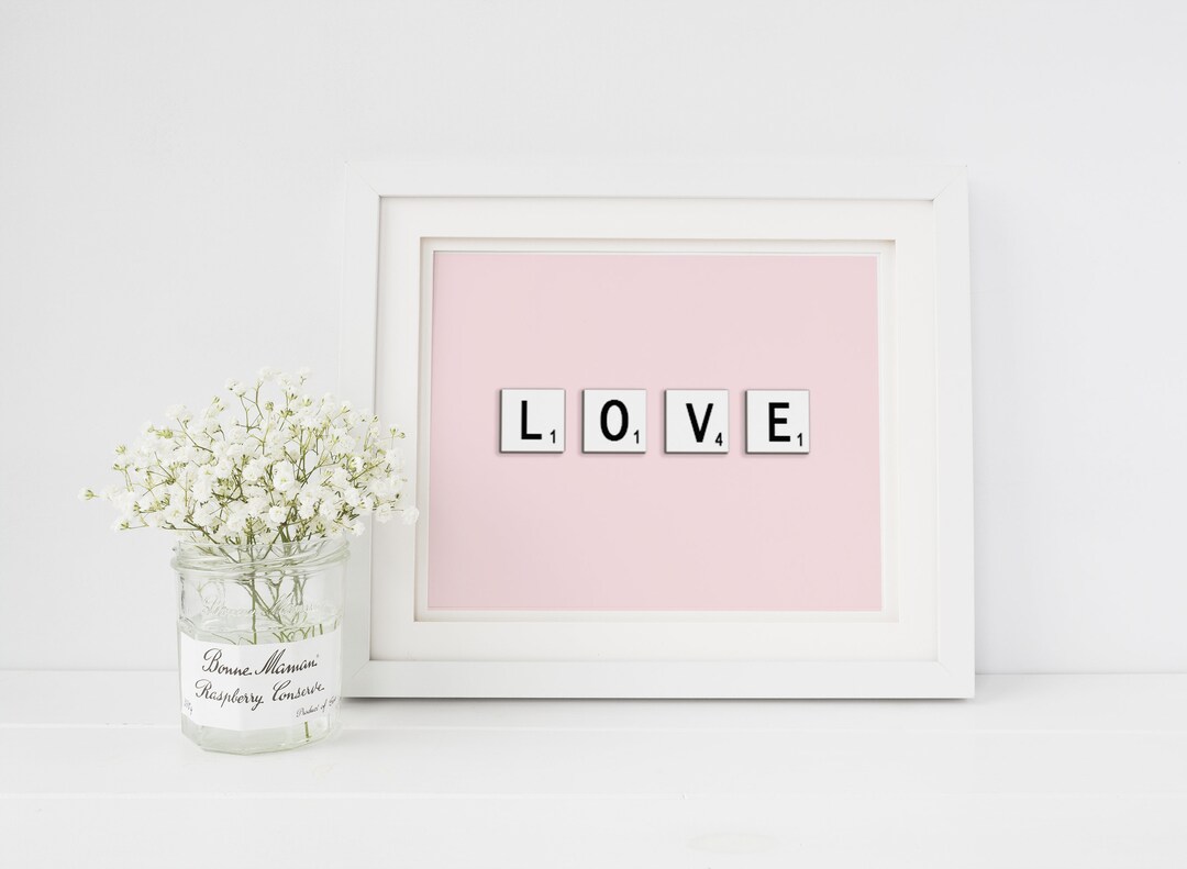 Blush Pink Scrabble Love Print- Home Decor, Bedroom, Gift - Etsy
