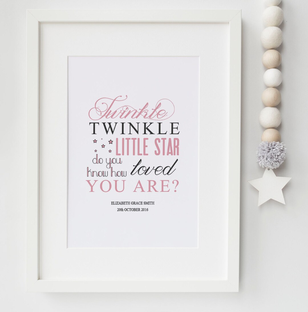 Blue and Pink Personalised Twinkle Twinkle Little Star Do You Know How ...