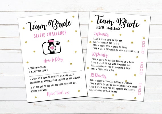 Hen Party Selfie Challenge Cards Fiesta de gallinas novia y | Etsy