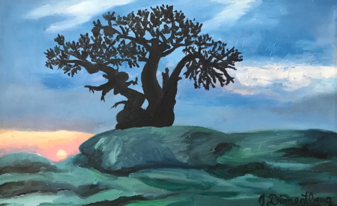 Bonzai Sunset Oil Painting, Original, Unique, 9 X 14 Inches, Free ...