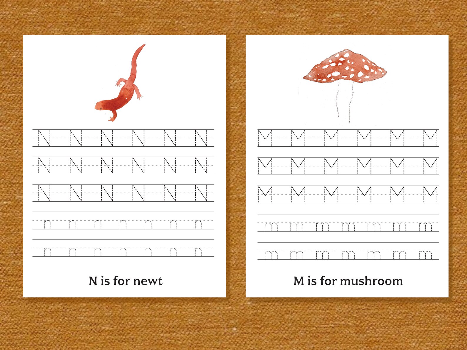 Letter Tracing Worksheets Nature Alphabet Illustrations - Etsy
