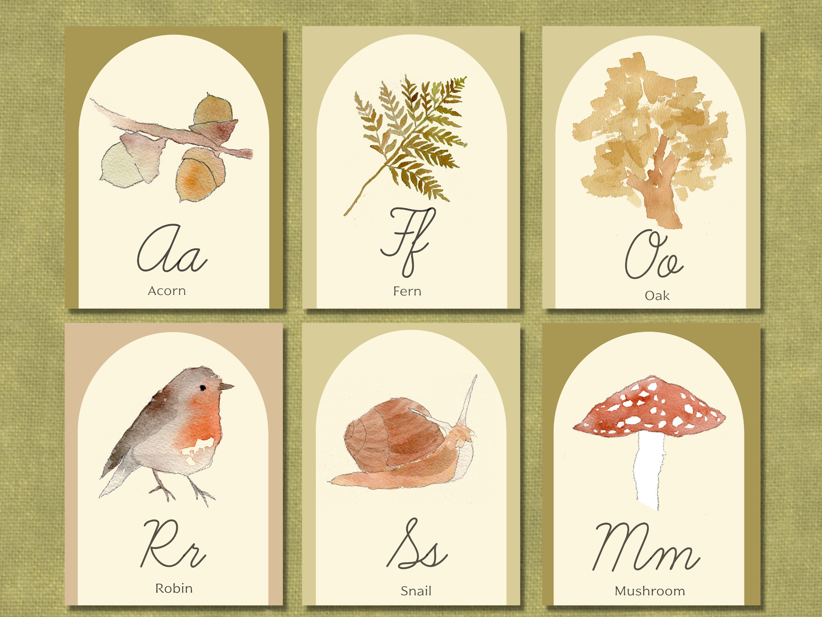 Cursive Alphabet Handwriting Practice Nature Based - Etsy