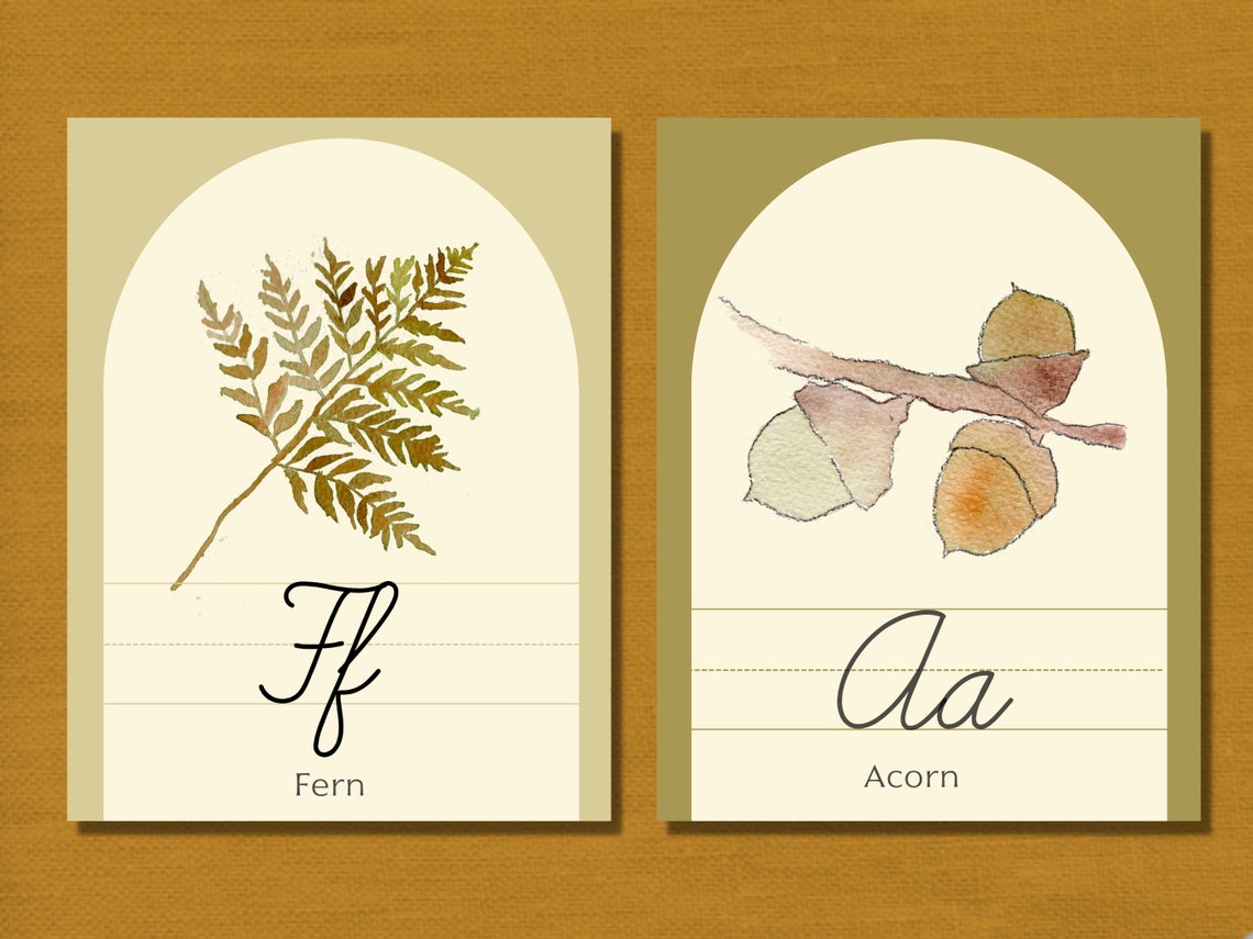 Cursive Alphabet Handwriting Practice Nature Based - Etsy