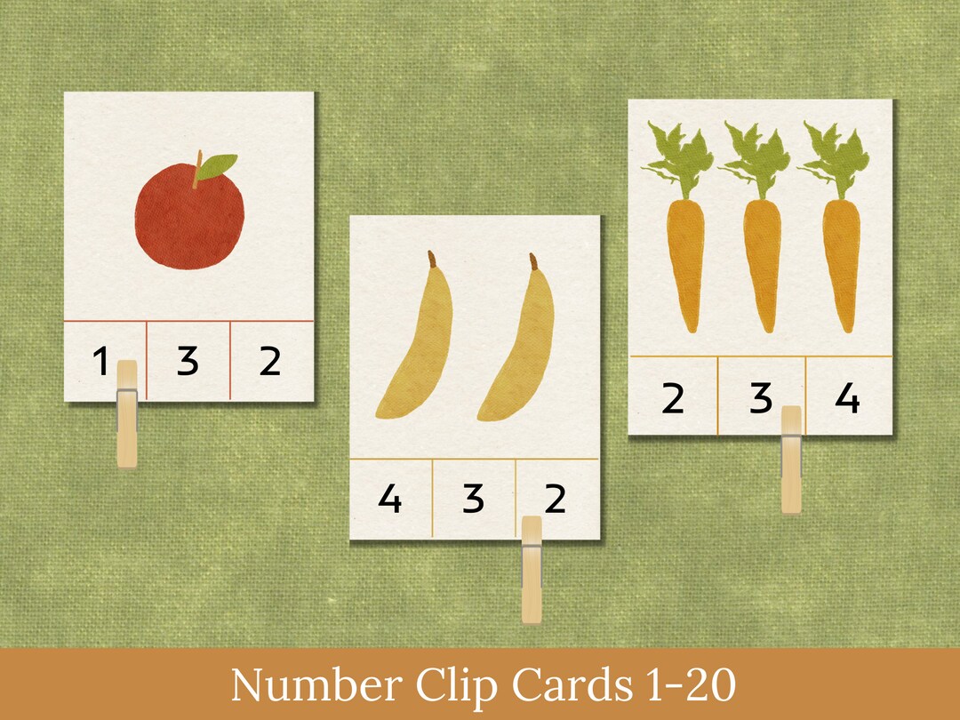 Count and Clip Number Cards - Fruits and Vegetables - 1-20 Early ...