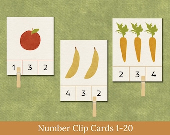 Count and Clip Cards #1-20 Printable Digital Download - Etsy