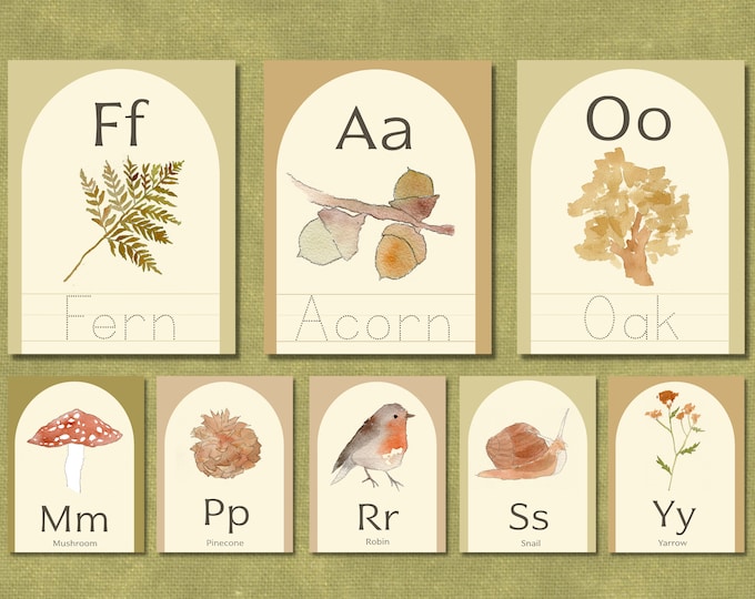 Watercolor Alphabet Chart PRINT Vintage Style Alphabet Poster ...
