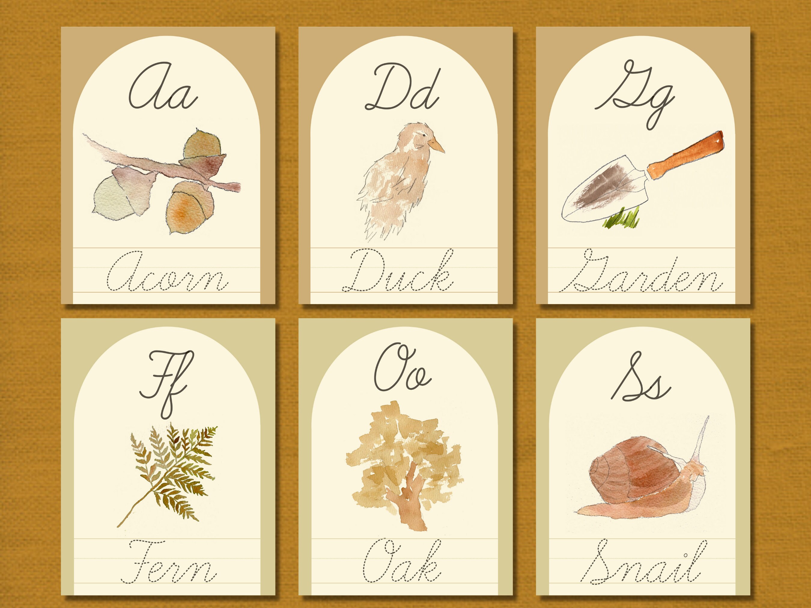 Cursive Alphabet Tracing Practice Nature Based Printable | Etsy