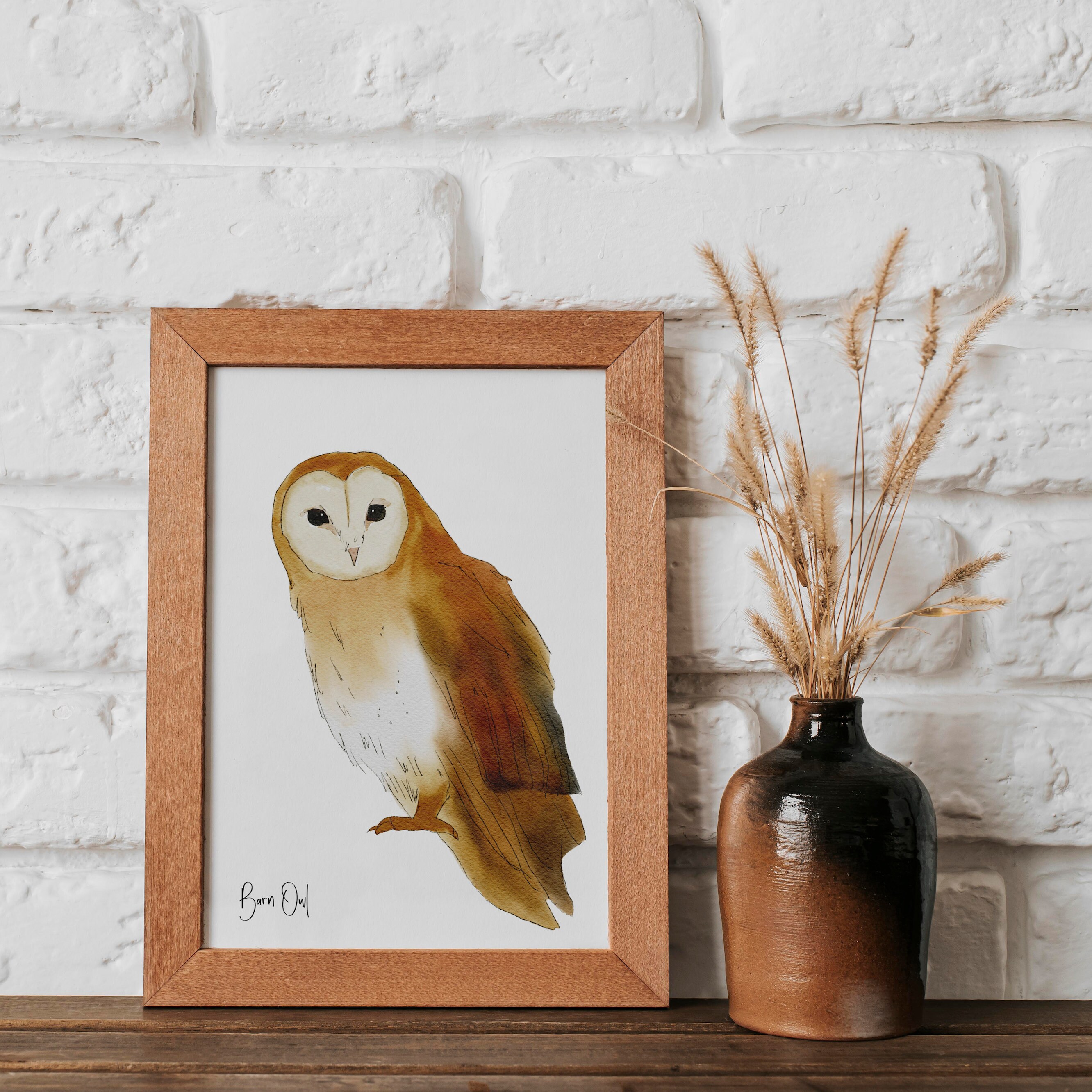 Barn Owl Digital Poster - Nature Watercolor Illustration Poster ...