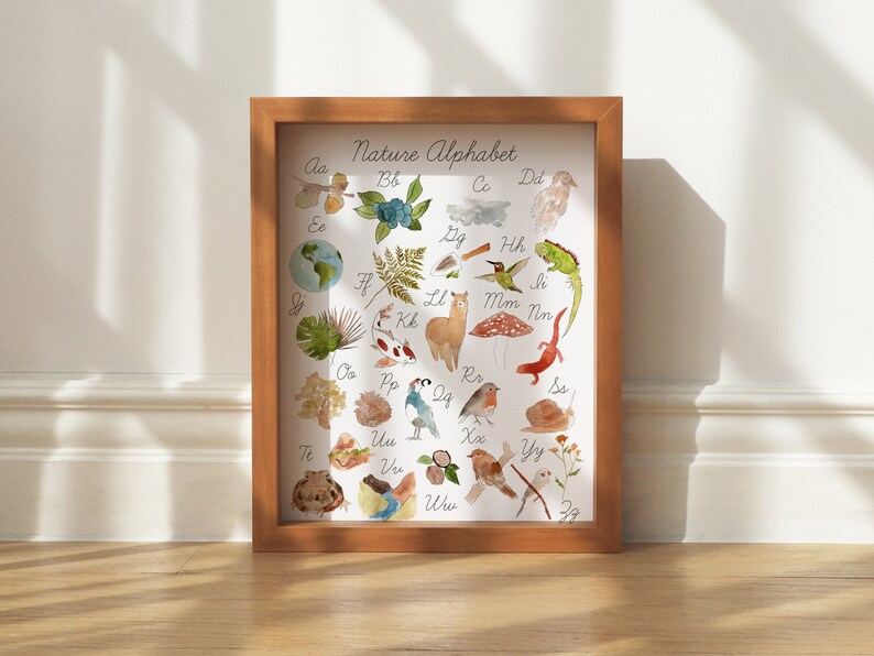 Cursive Nature Alphabet Poster - Homeschool Classroom Decor - Digital ...