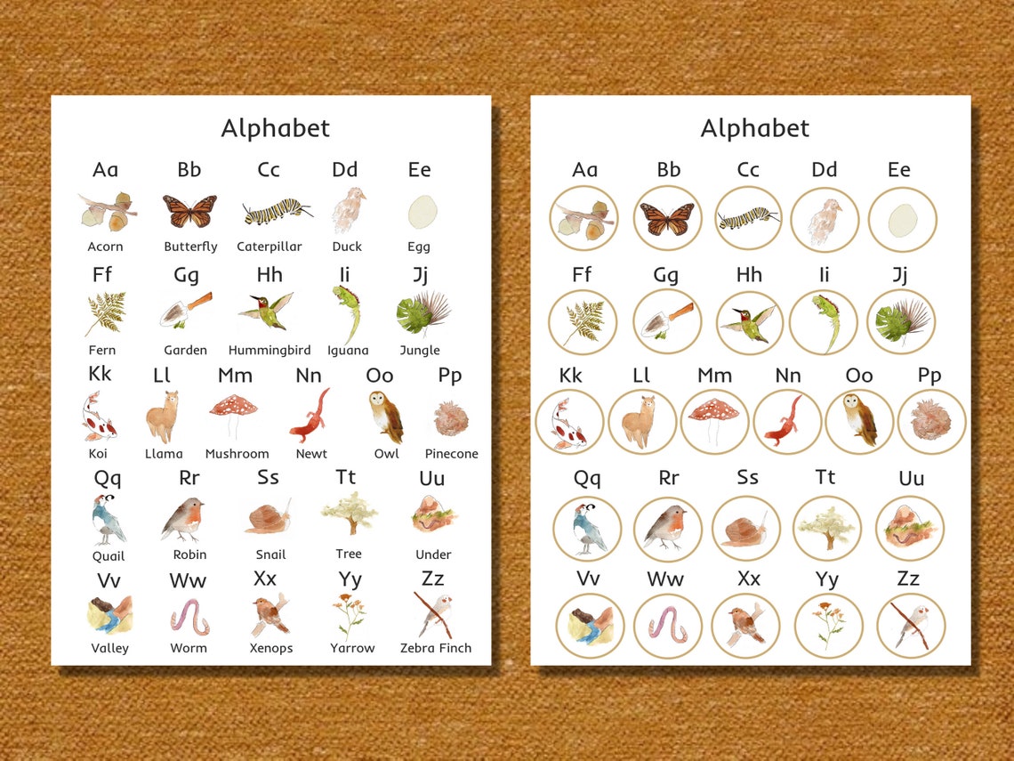 Alphabet Matching Game Printable Alphabet Game Nature - Etsy