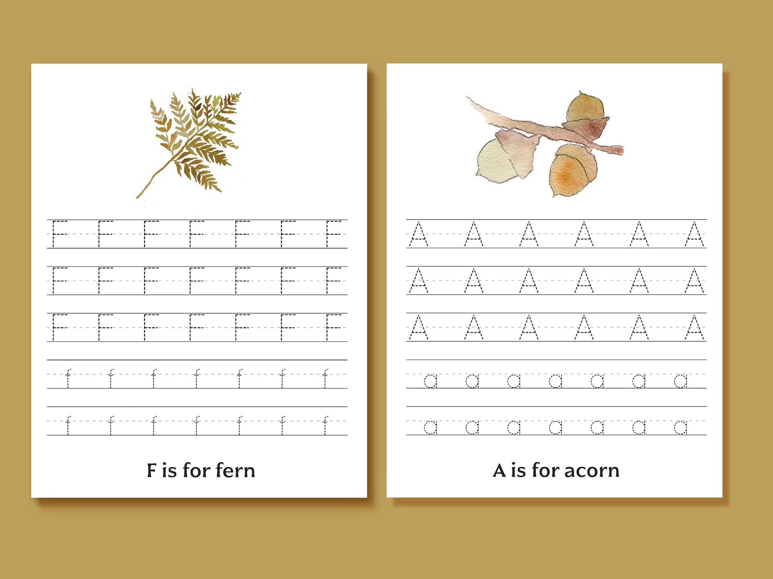 Letter Tracing Worksheets Nature Alphabet Illustrations - Etsy